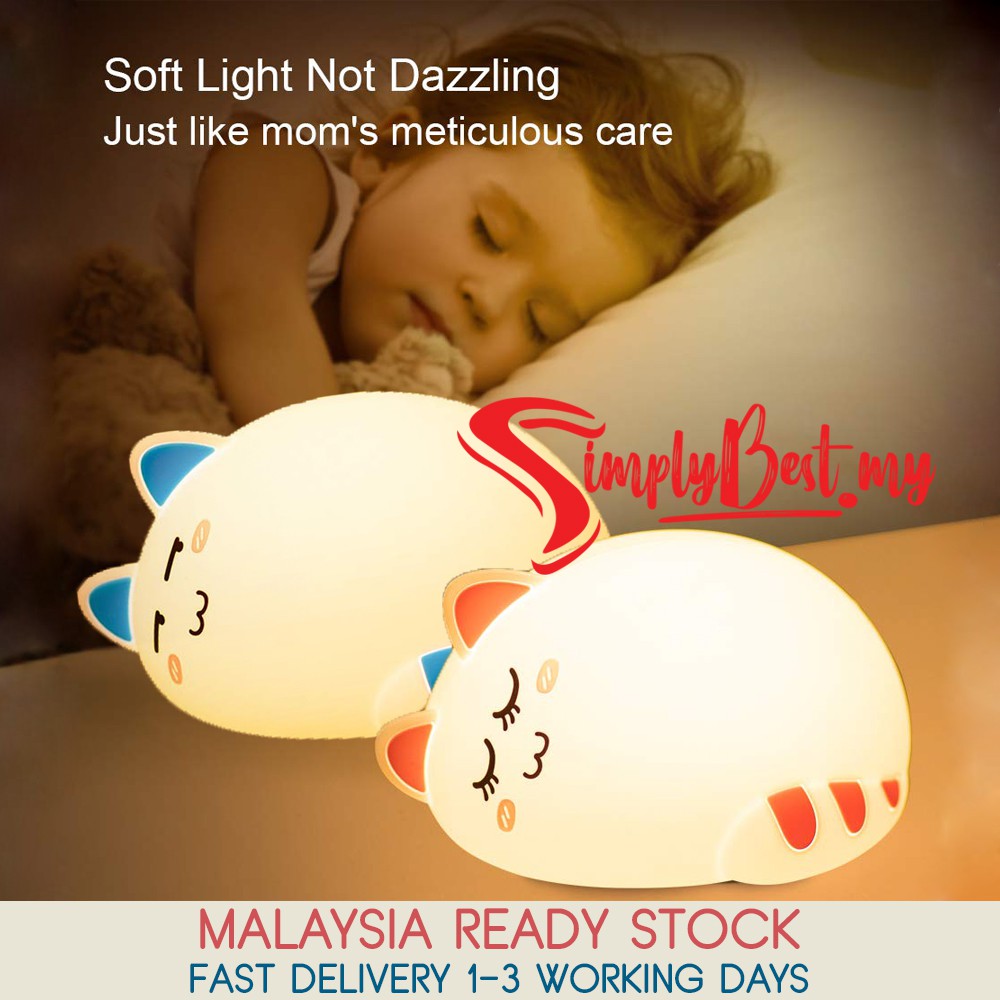 SIMPLYBEST Cute Pat Pat Kitty Touch Night Light USB Rechargeable LED ...