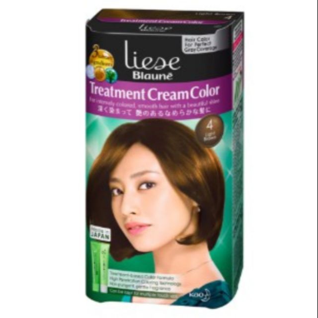 Liese Blaune Treatment Cream Color (Code 4 Light Brown) Hair Color ...