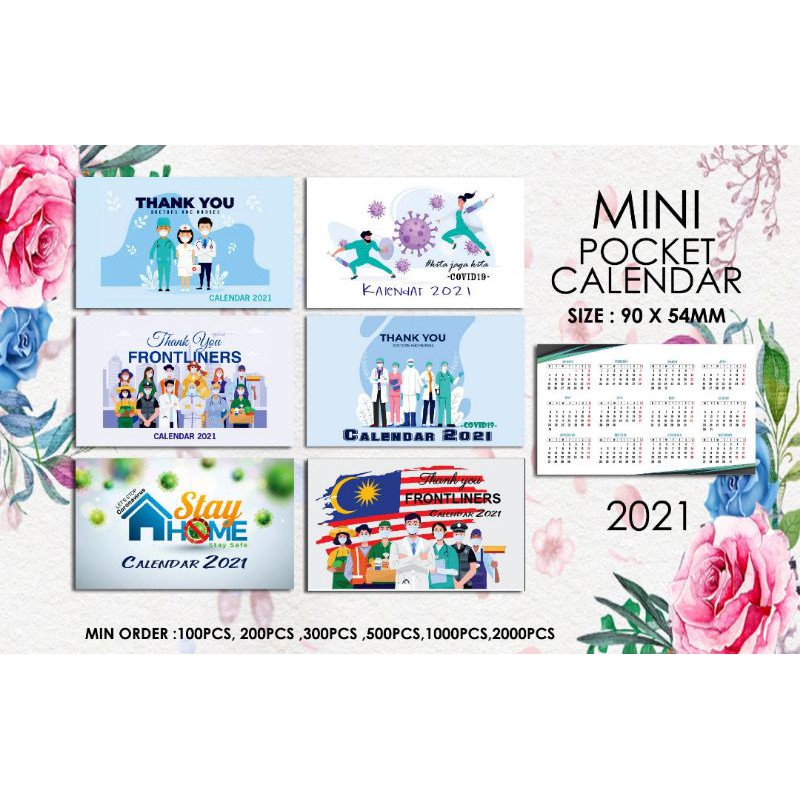 Mini Pocket Calendar 2021 1box Shopee Malaysia