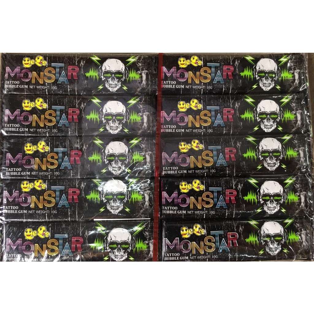 20 Packs LATEST Black Monster Monstar Tattoo Bubble Gum Chewing Gum ...