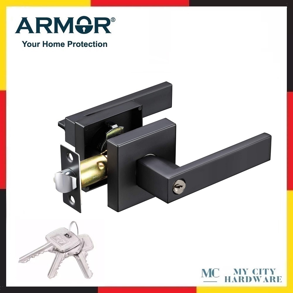 Armor ATL-R1607 Matt Black Tubular Lever Lock c/w 60mm/70mm Latch Armor ...