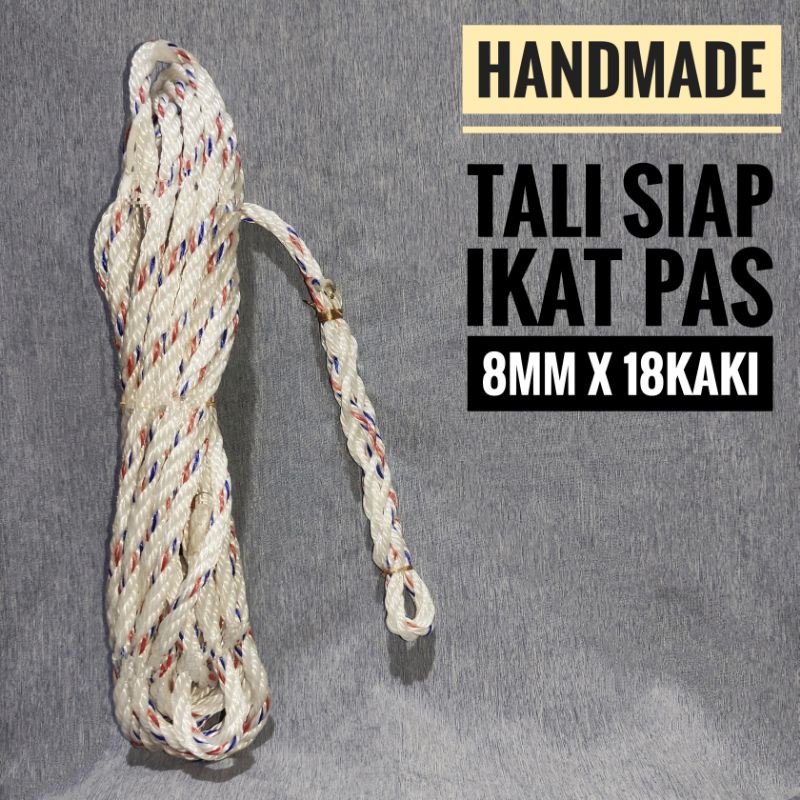Tali Lembu 8mm x 18kaki Siap ikat pas. PP ROPE WITH LOOPING 8MM X ...