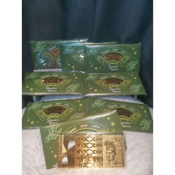 Hadiah Ramadan Hari Raya Gift Door Gift Gold Foil Duit RM100 with ...