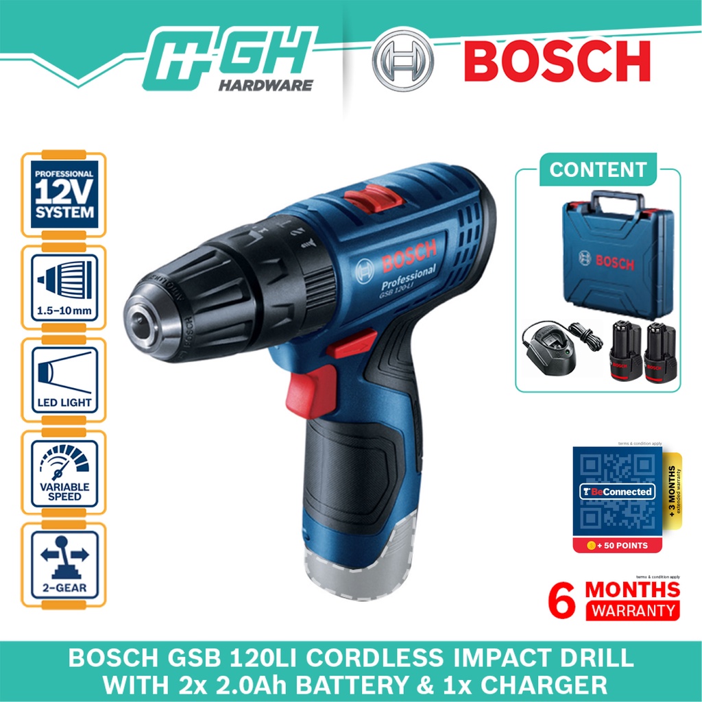 [ GH HARDWARE ] BOSCH GSB 120 LI CORDLESS IMPACT DRILL ( GSB120LI / GSB ...