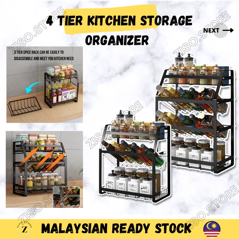 Rak Botol Dapur Kicap Sos Rempah Serbaguna Besi Bertingkat Kitchen ...