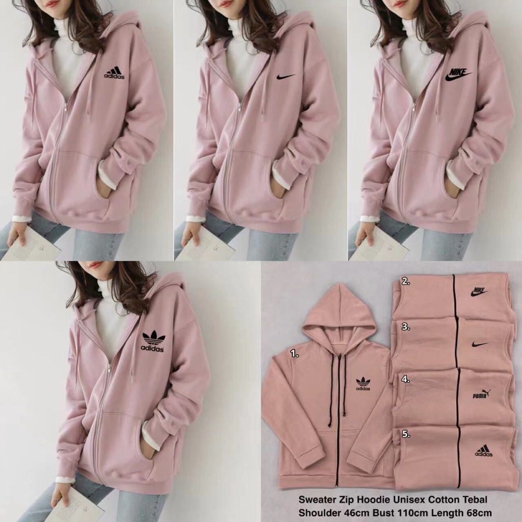 Zip sweater hoodie unisex cotton jacket | Shopee Malaysia