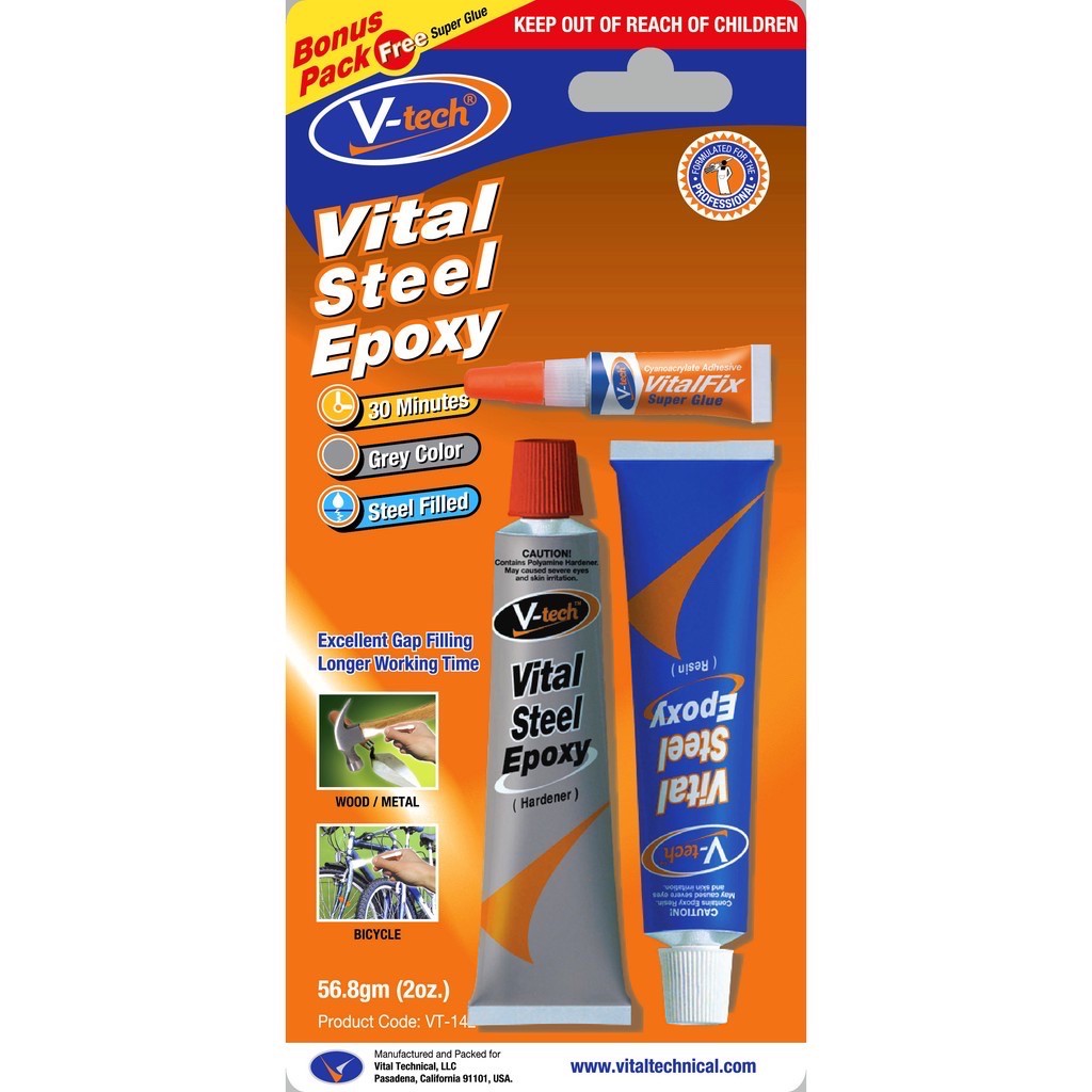 V-tech VT-142B1 Vital Steel Epoxy FOC Super Glue | Shopee Malaysia