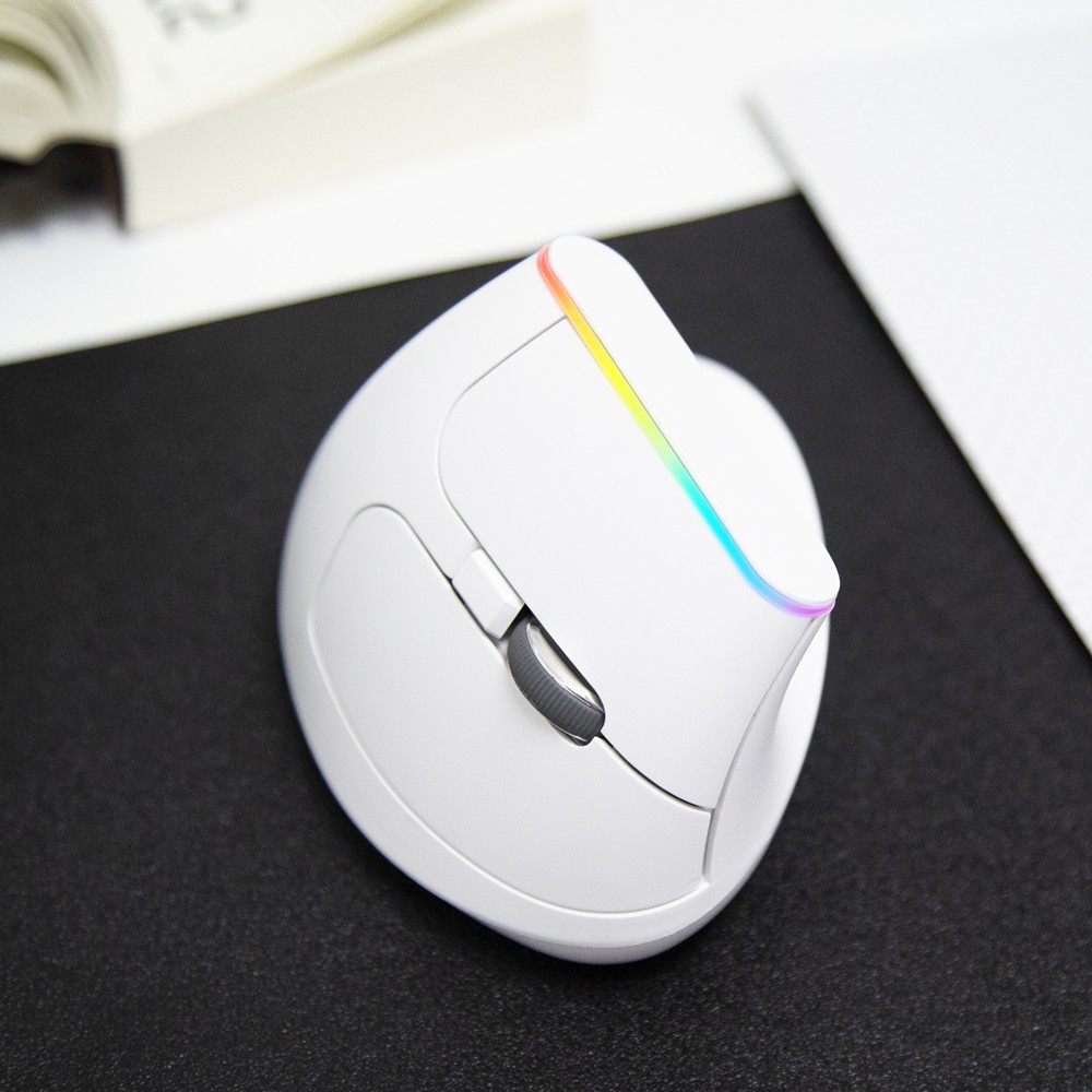 Delux M618C White Ergonomic Vertical wireless Mouse Ergonomic 6 Buttons ...