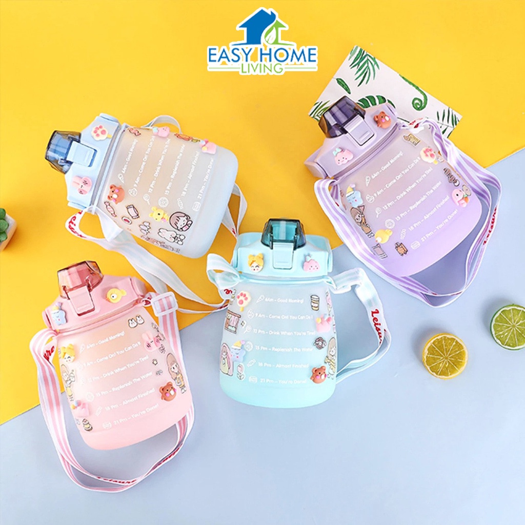 1.3L Botol Air Viral Tik Tok Stickers Bottle Water Straw Cute Outdoor ...