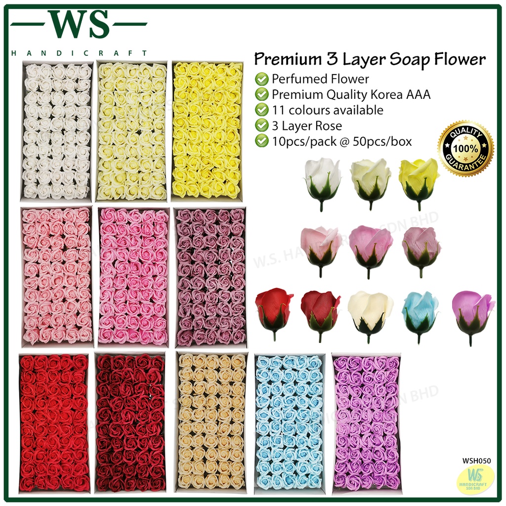 PREMIUM SOAP FLOWER 3LAYER KOREA QUALITY AAA 10PCS OR 50PCS / BUNGA ...