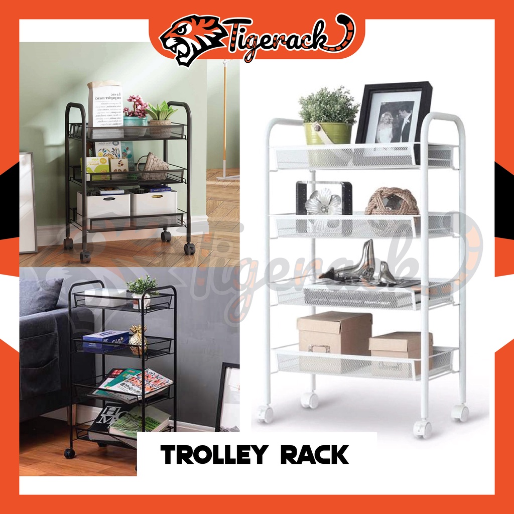 TIGERACK [Ready Stock] Trolley Rack Metal Steel Trolley Storage Rack ...