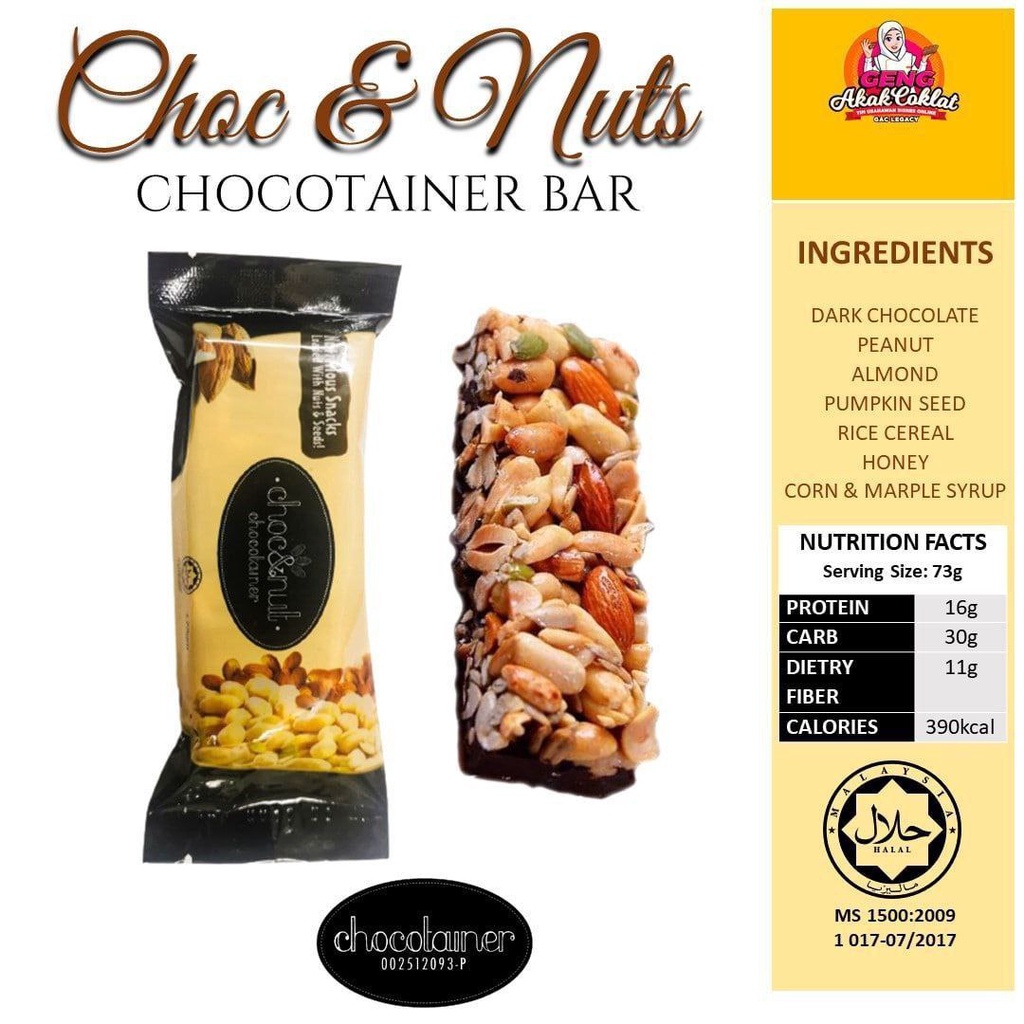CHOCOTAINER COKLAT Diet & Sihat Choc Nut Almond Fruits Coconut | Shopee ...