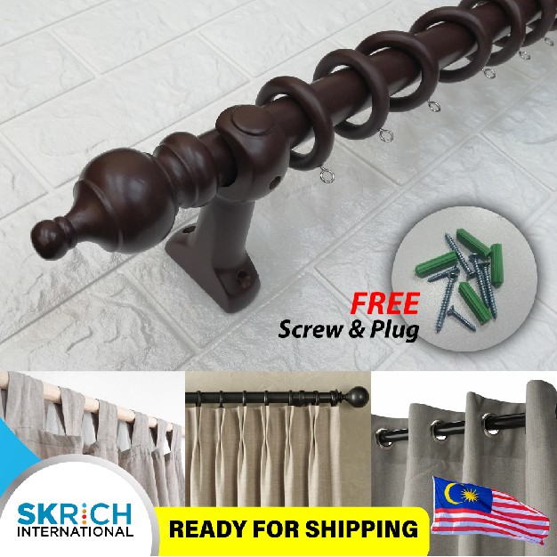28MM Wooden Curtain Rod Set Style Kayu Langsir | Shopee Malaysia