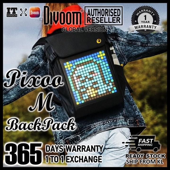 Divoom Pixoo M Backpack Customizable RGB Pixel Art Multi Compartments ...