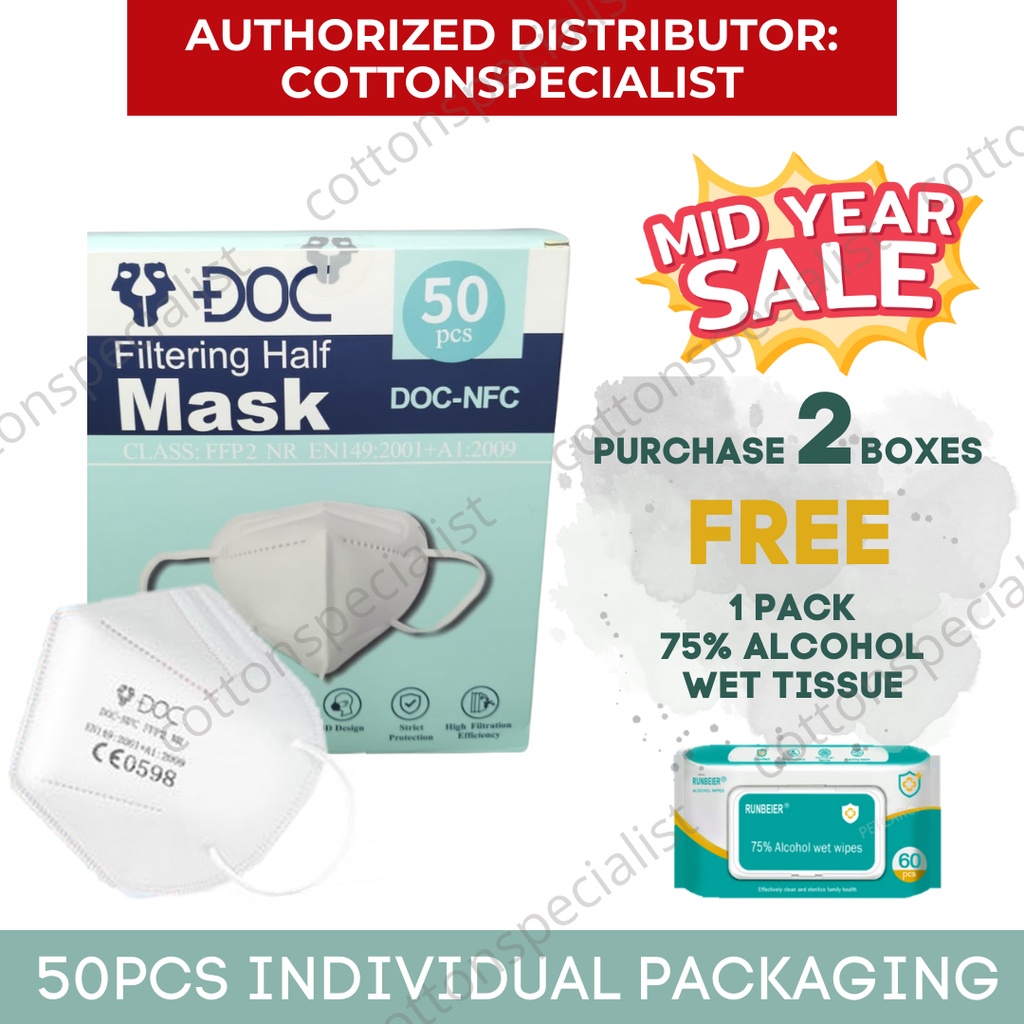 [1 BOX=50PCS] DOC-NFC FFP2 KN95 Disposable Face Mask Individual ...