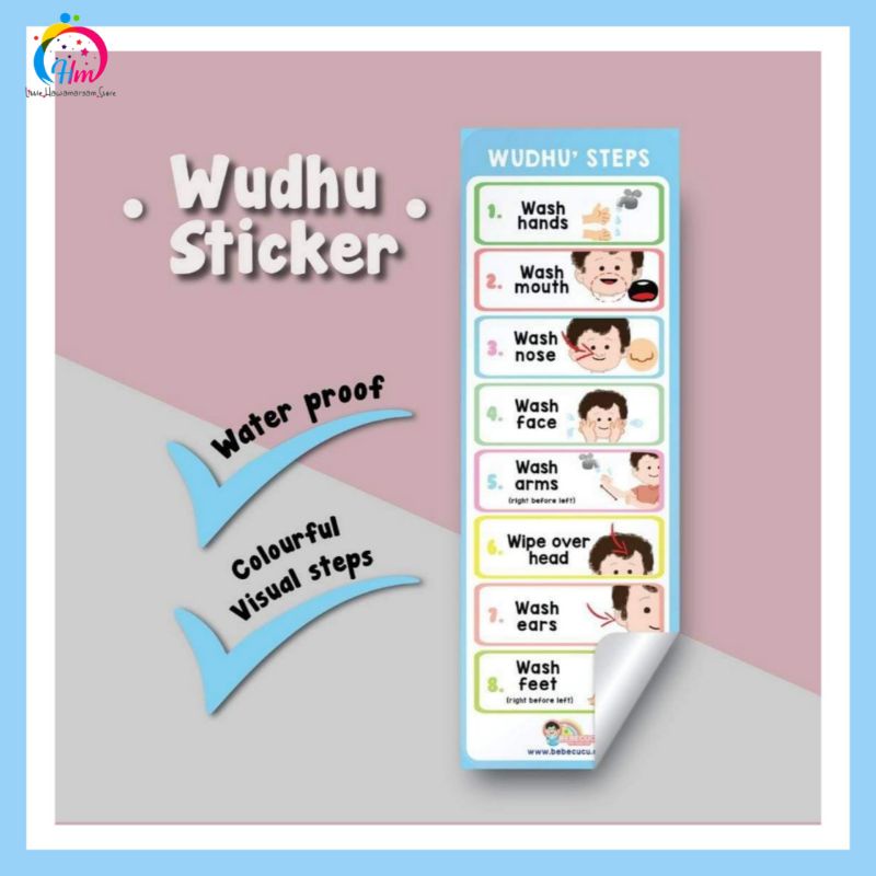 Sticker Wudhu l Sticker Wuduk l Waterproof Sticker l Belajar Ambil ...