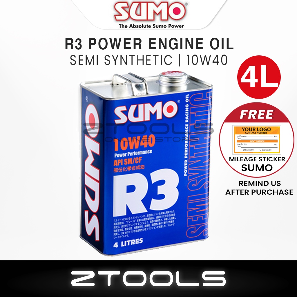 (4L) SUMO R3 10W40 Semi Synthetic Engine Oil API SN/CF | Minyak Hitam ...