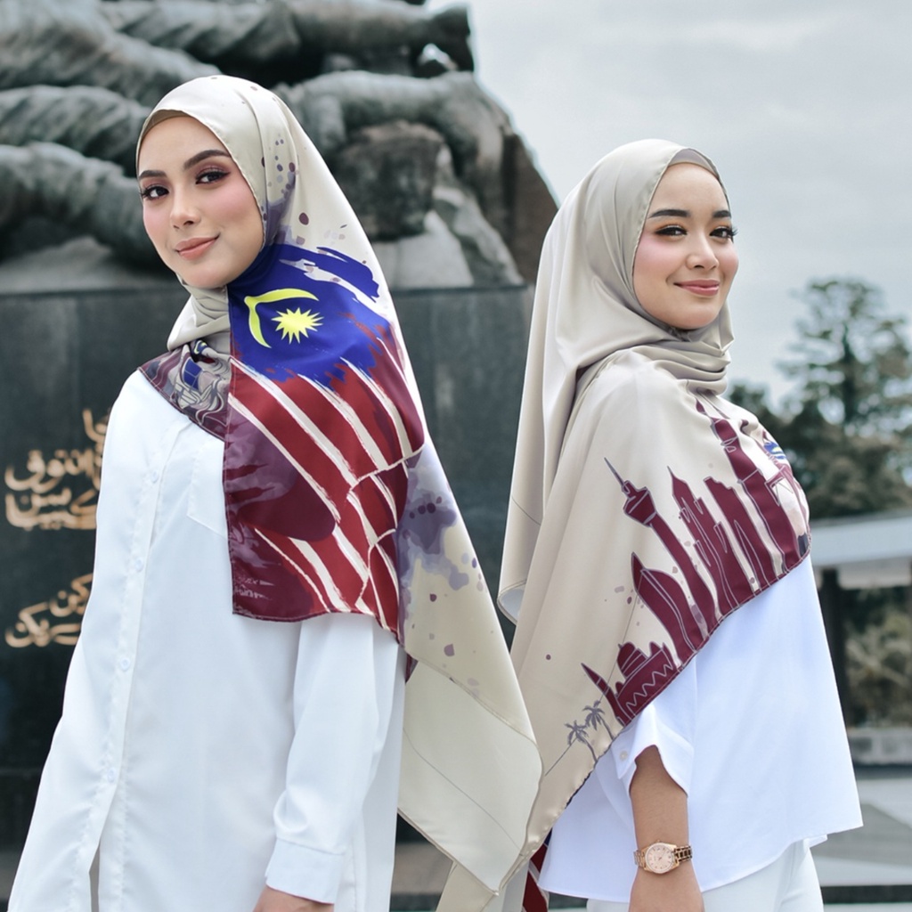 Tudung Merdeka AI || bawal chiffon / Satin silk Shawl || 2 corak 1 ...