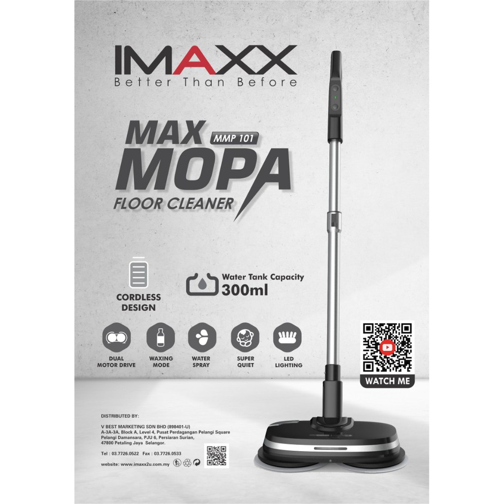 IMAXX Electric Multifunctional Cordless Electric Mop with Dual Pads ...