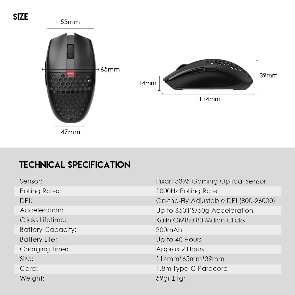 Fantech ARIA XD7 Pixart 3395 Sensor 59 Grams Pro Gaming Mouse ...