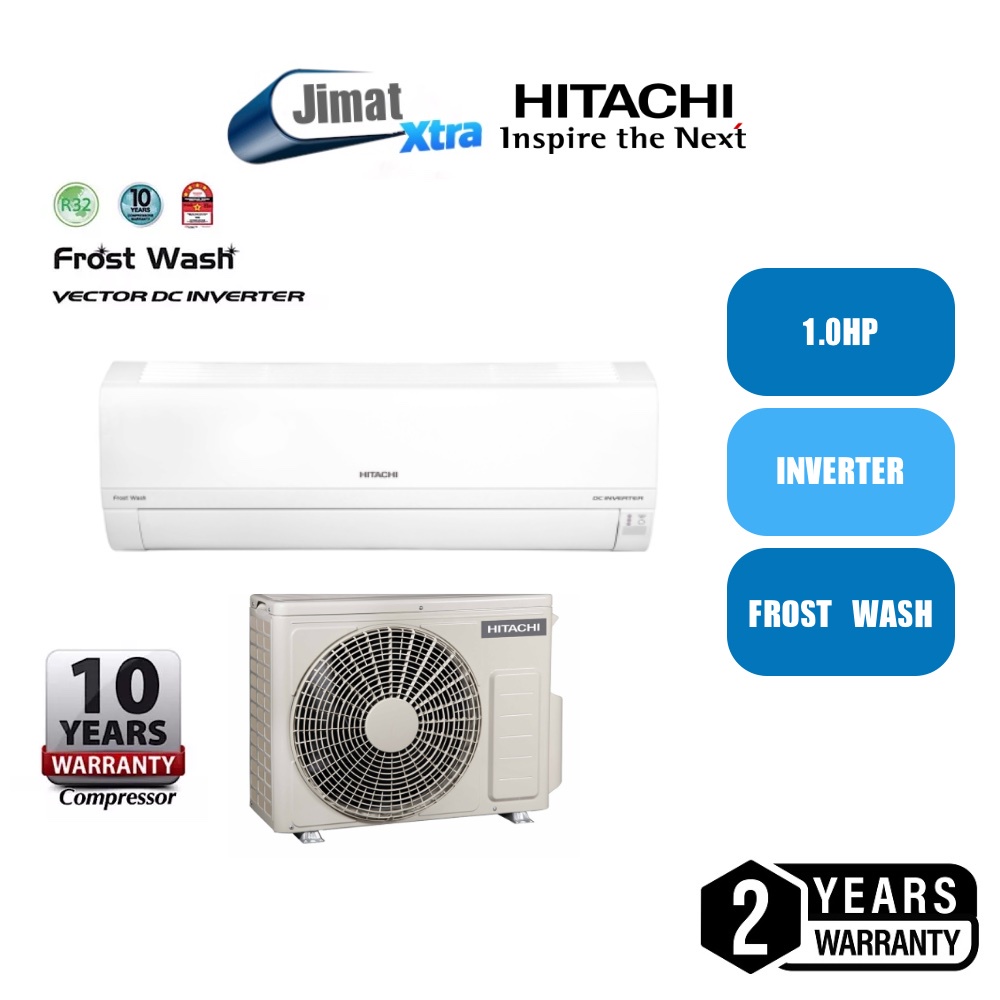 Hitachi 1.0HP Standard Inverter Series Air Conditioner Vector Inverter Wall Type RAS-XH10CKM ...