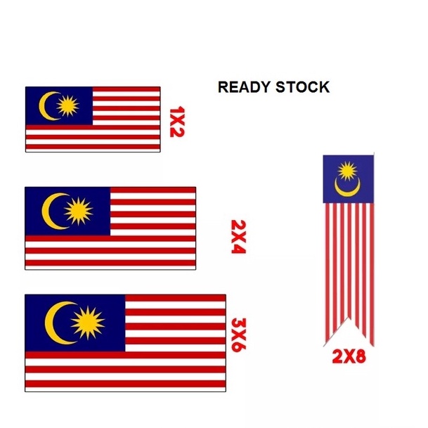 Bendera Malaysia Flag 2x4 / 2x8 / 3x6/ Hand Flag [POLYESTER] (2ft x 4ft ...