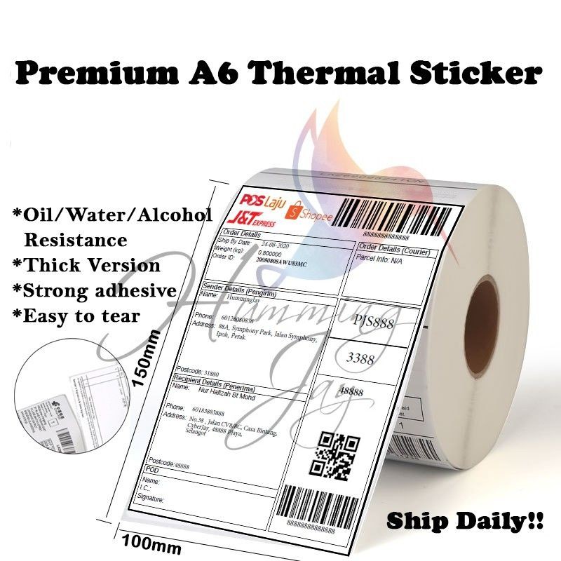 A6 Thermal Sticker For Shopee Pos laju J&T express waybill | Shopee ...