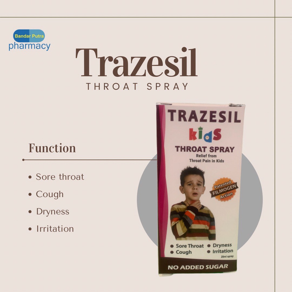 TRAZESIL KIDS THROAT SPRAY NO ADDED SUGAR 20ml | Shopee Malaysia