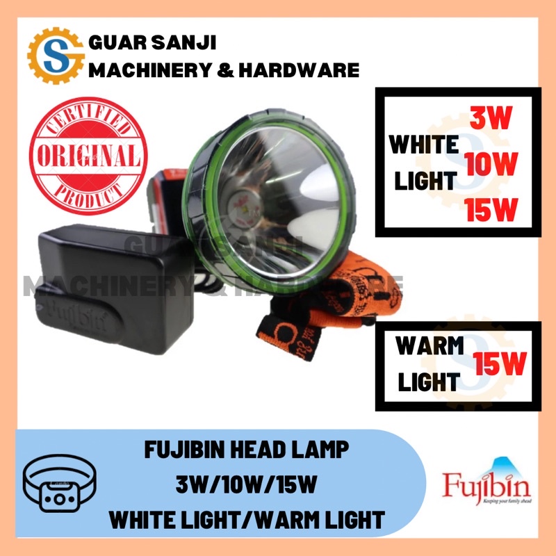 [100%ORIGINAL] FUJIBIN HEADLAMP 3W 10W 15W RECHARGEABLE LED HEADLIGHT ...