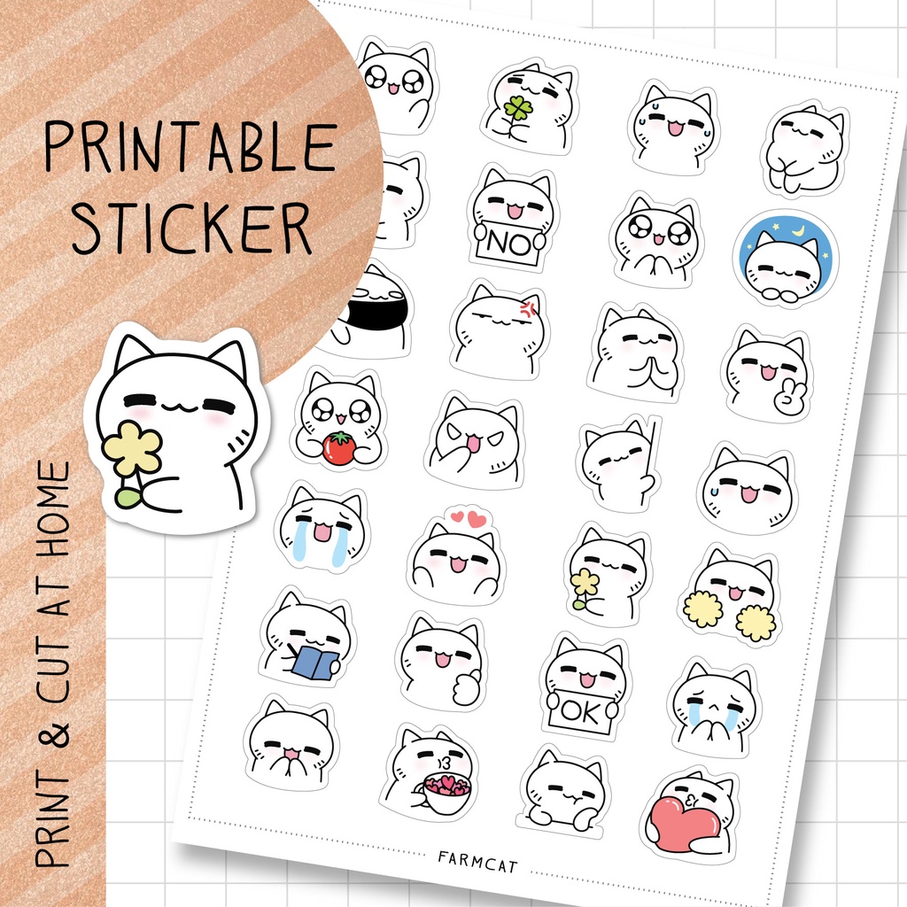 PRINT & CUT Sticker sheet template, Printable Planner Stickers, Cute ...