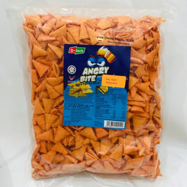 D-Jack 1kg Angry Bite Cone Shape Snacks Cheese Flavour Makanan Ringan ...