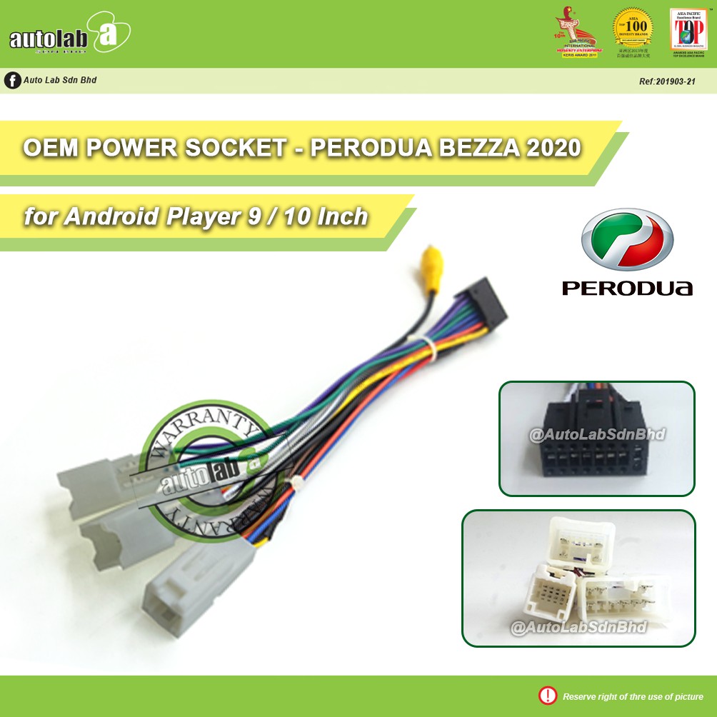 Car Stereo Power Harness Socket Android Player Perodua Bezza 2020 with ...