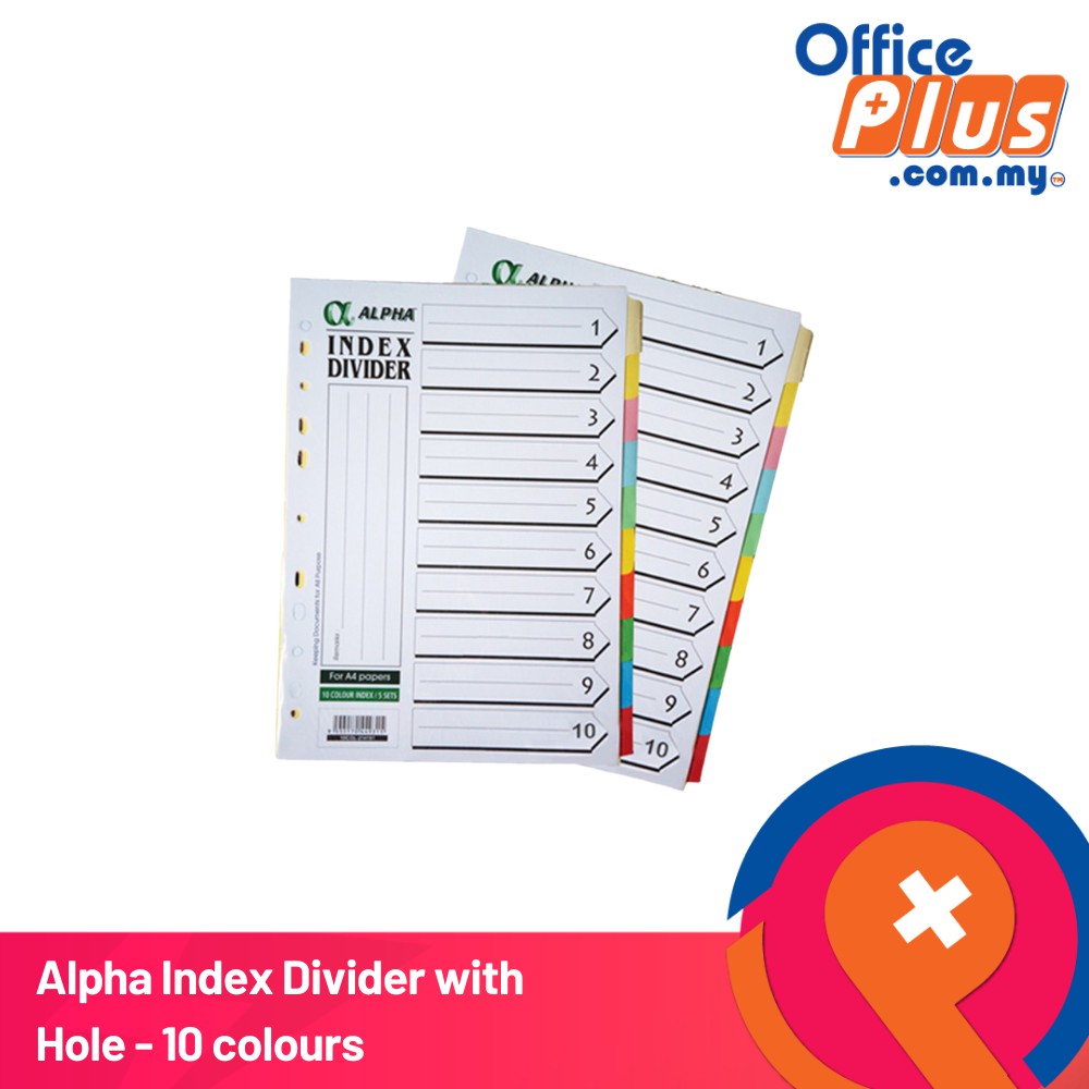 Alpha Index Divider with Hole - 10 colours | Shopee Malaysia
