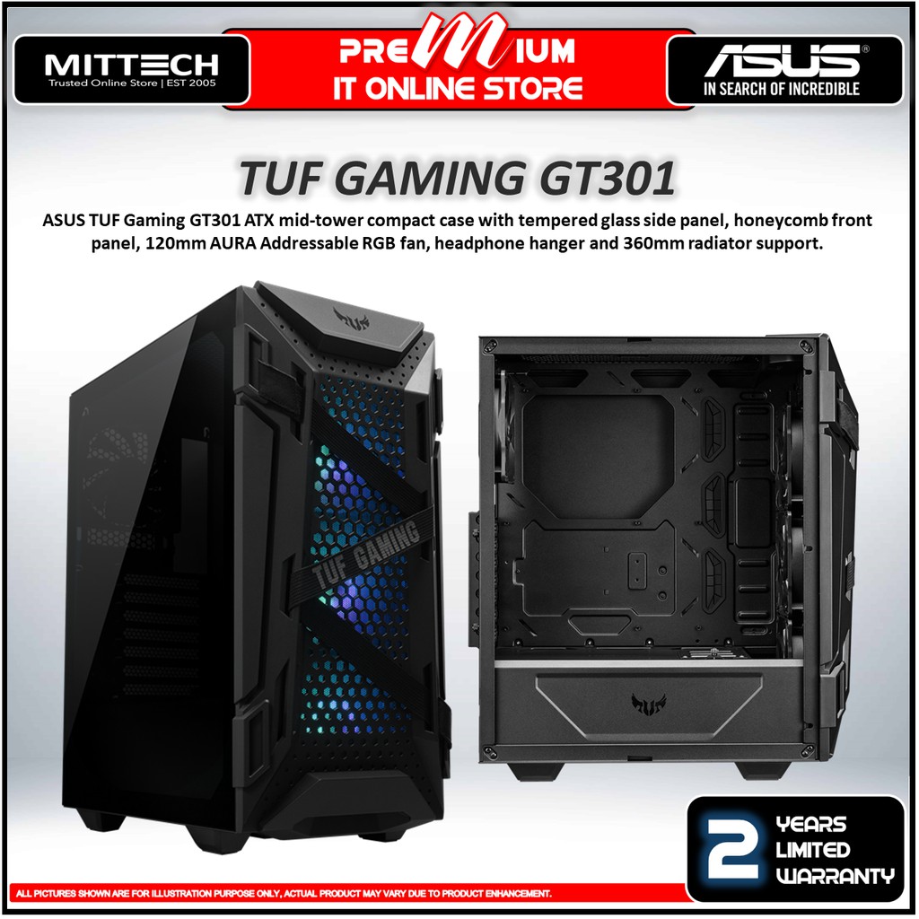 Asus gaming case tuf gaming gt301 | atx | tempered glass | honeycomb ...