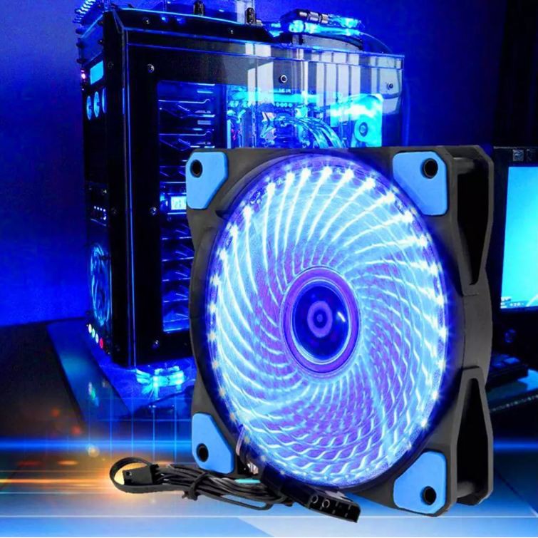 RGB Blue Light 12cm 33 Led 12v CPU Casing Cooling FAN 3pin PWM 4pin IDE ...