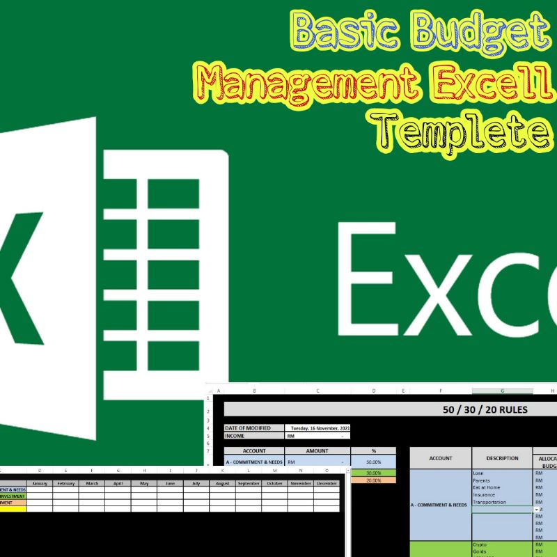 Excel Templete - Basic Money Budget Calculator Mgt (50/30/20 Rule ...