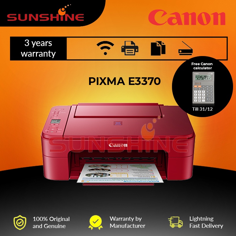 Canon E3370 Pixma Wireless All-in-One Printer (Black / Red) | Shopee Malaysia