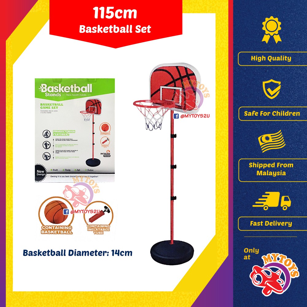 Mini Basketball 115cm Stand and Base with Ball and Pump Game Set Sports ...
