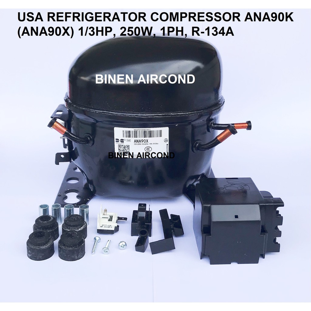 REFRIGERATOR COMPRESSOR USA ANA90K (ANA90X) 1/3HP 250W R-134A / AQAW110 ...