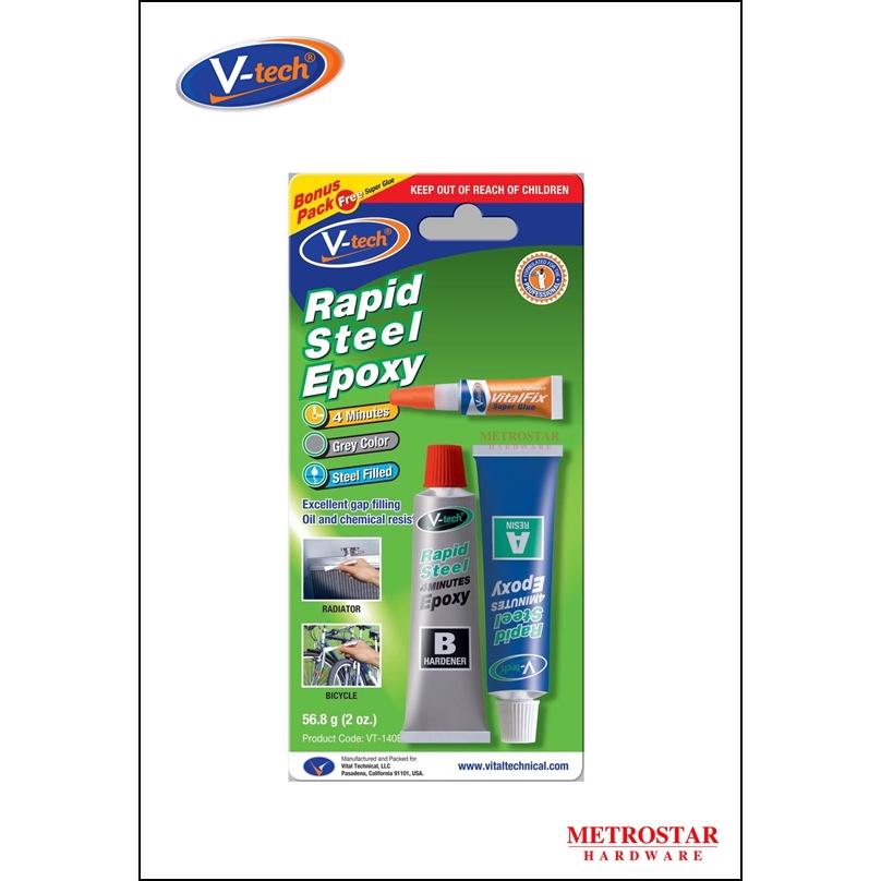 V-Tech Rapid Steel Epoxy Gum 2 Ton Besi Plastic Lain | Shopee Malaysia