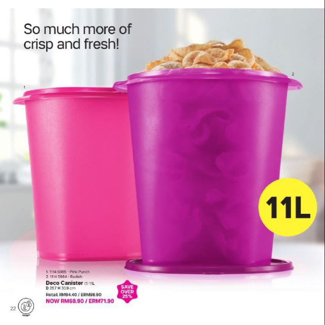 Tupperware Deco Canister 11L(Pink) | Shopee Malaysia