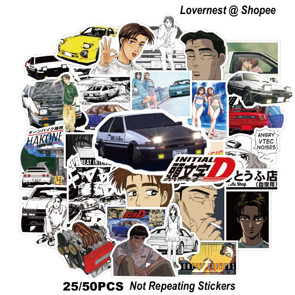 50Pcs/25Pcs Japanese Anime INITIAL D Stickers Decals Luggage Laptop ...