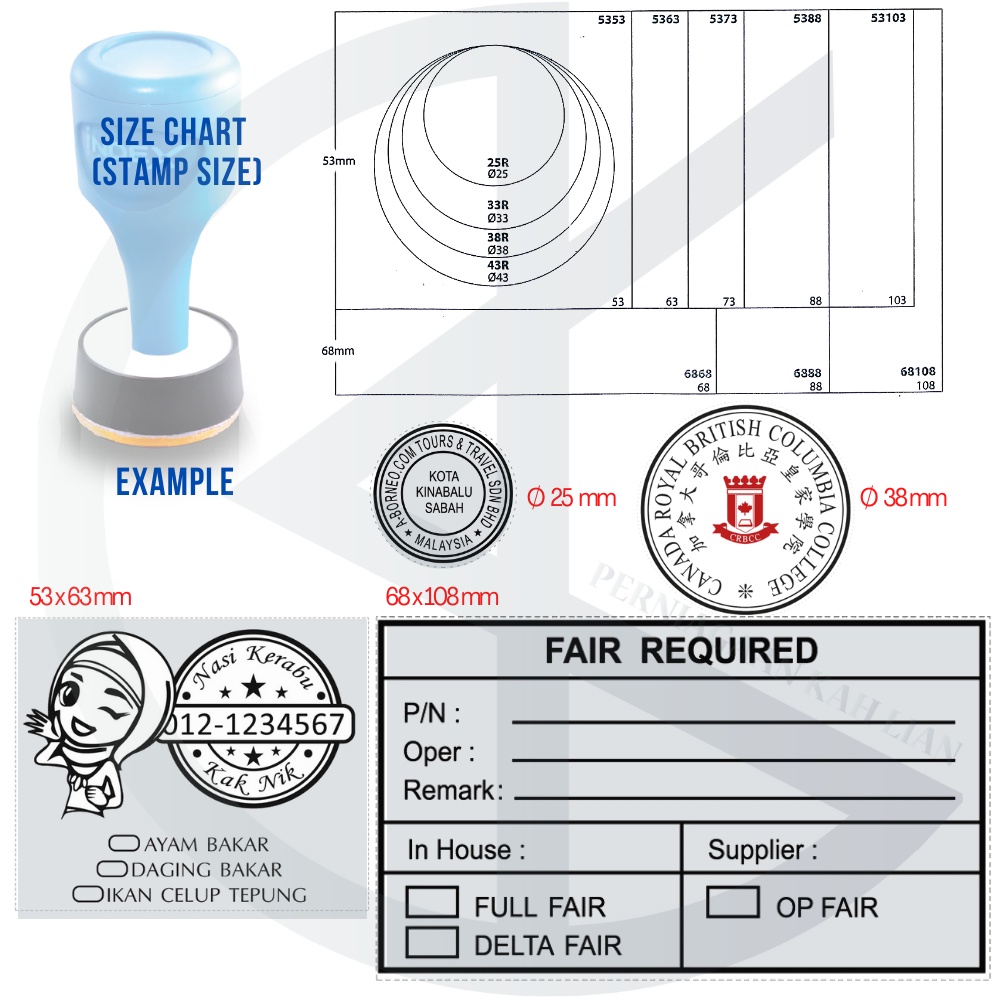 Custom Made Index Normal Rubber Stamp Chop Cop Getah ( Name Cop ...