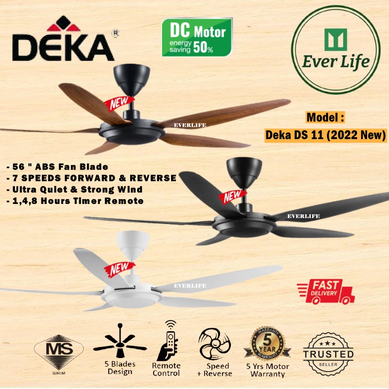 Deka 56 inches 14-Speed DC Motor Remote Control Ceiling Fan DS11 / DS ...