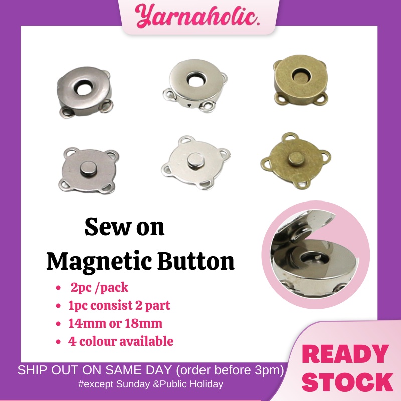 Bag Accessories- Butang Magnet Jenis Jahit/ Sew on Magnetic Button ...