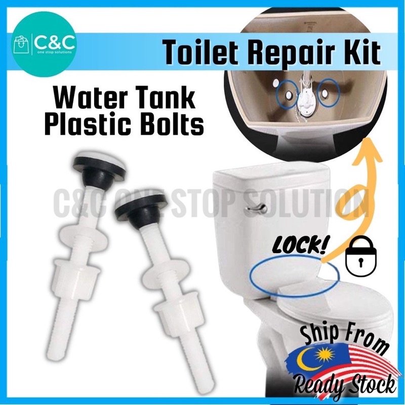 COVA 1 Set Toilet Tank Screw Fixings Close Coupled Screw Plastic Bolts ...