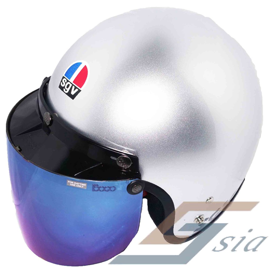 SGV 99 Helmet (Silver) + BIKKO Visor (Iridium Blue) | Shopee Malaysia
