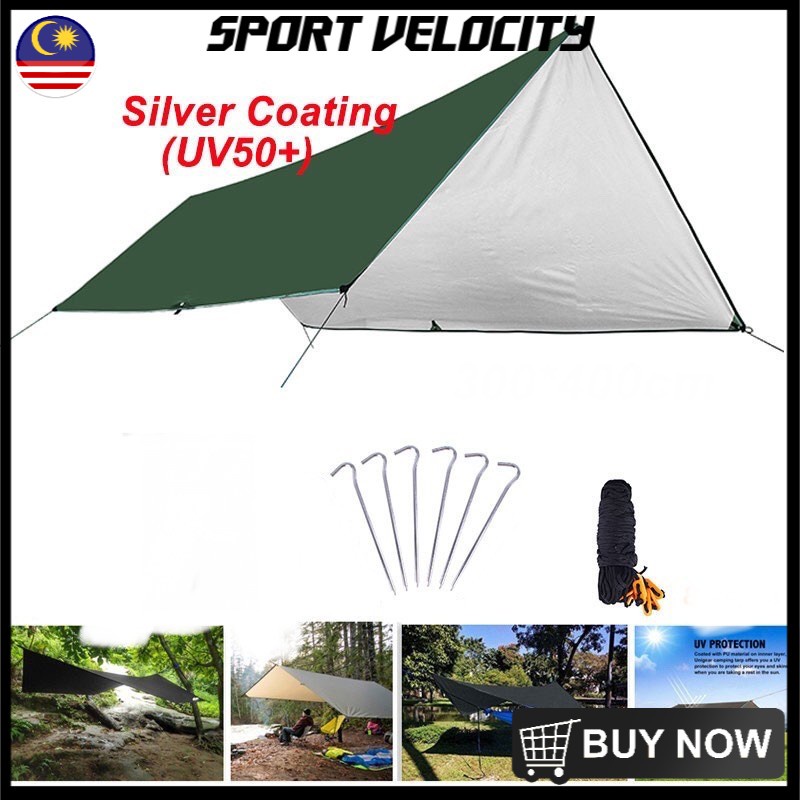 Flysheet Tent Large Tarp 6mx4m nail & rope uv protection Color Big Fly ...
