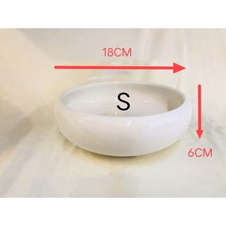 Pasu Putih Leper seramik murah untuk Gubahan Bunga Orkid/Deco Hiasan ...