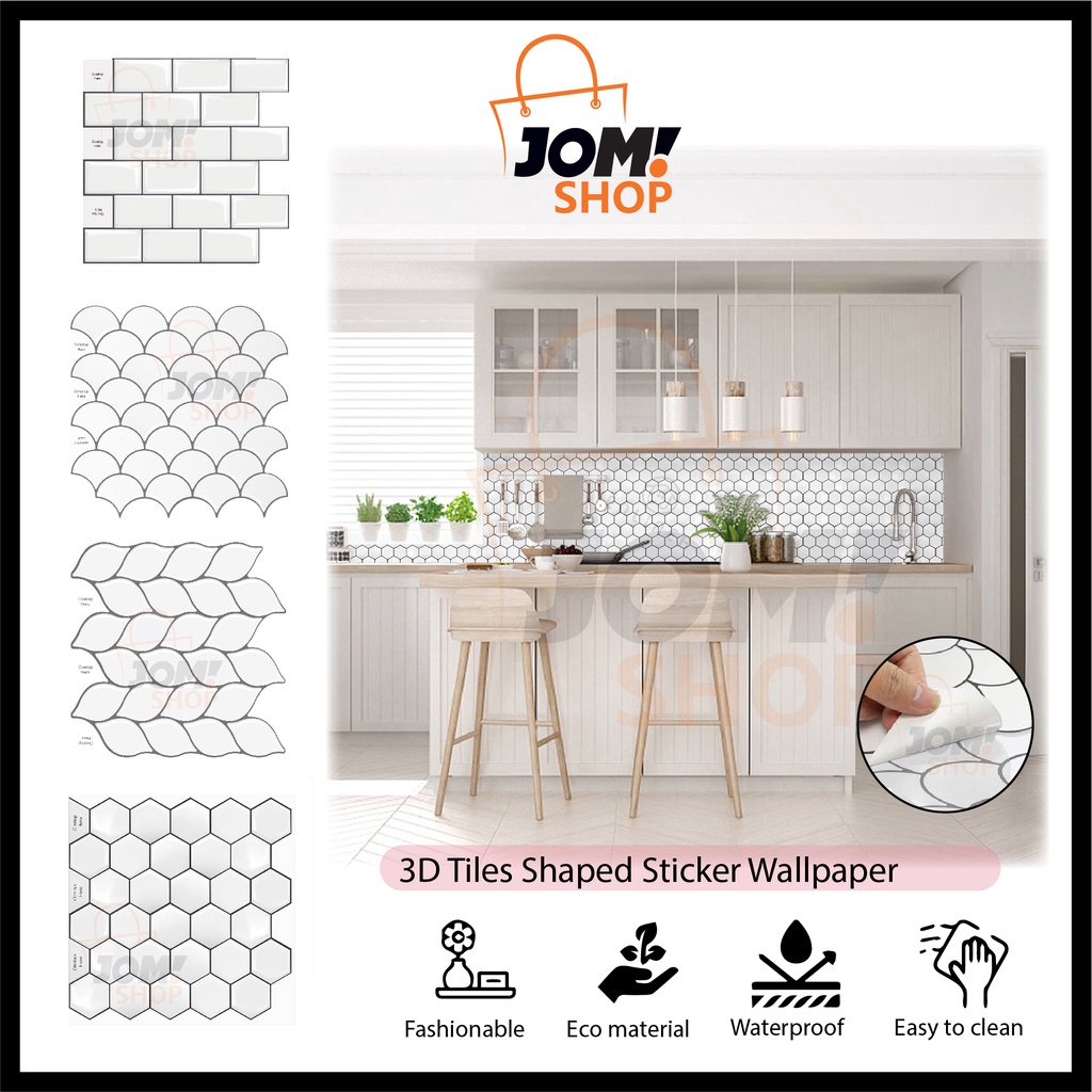 3D Kitchen Wall Tiles 30x30 Self Adhesive Sticker Backsplash Mosaic ...